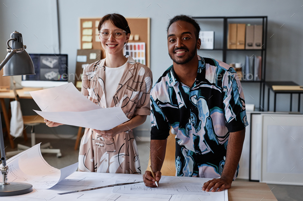 Architects working on interior design project Stock Photo by ...