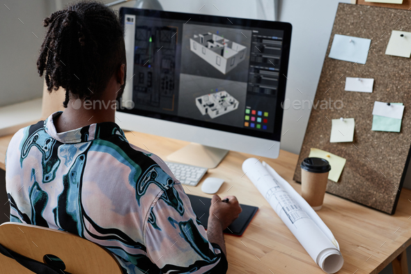 Digital designer creating 3D model of house Stock Photo by ...