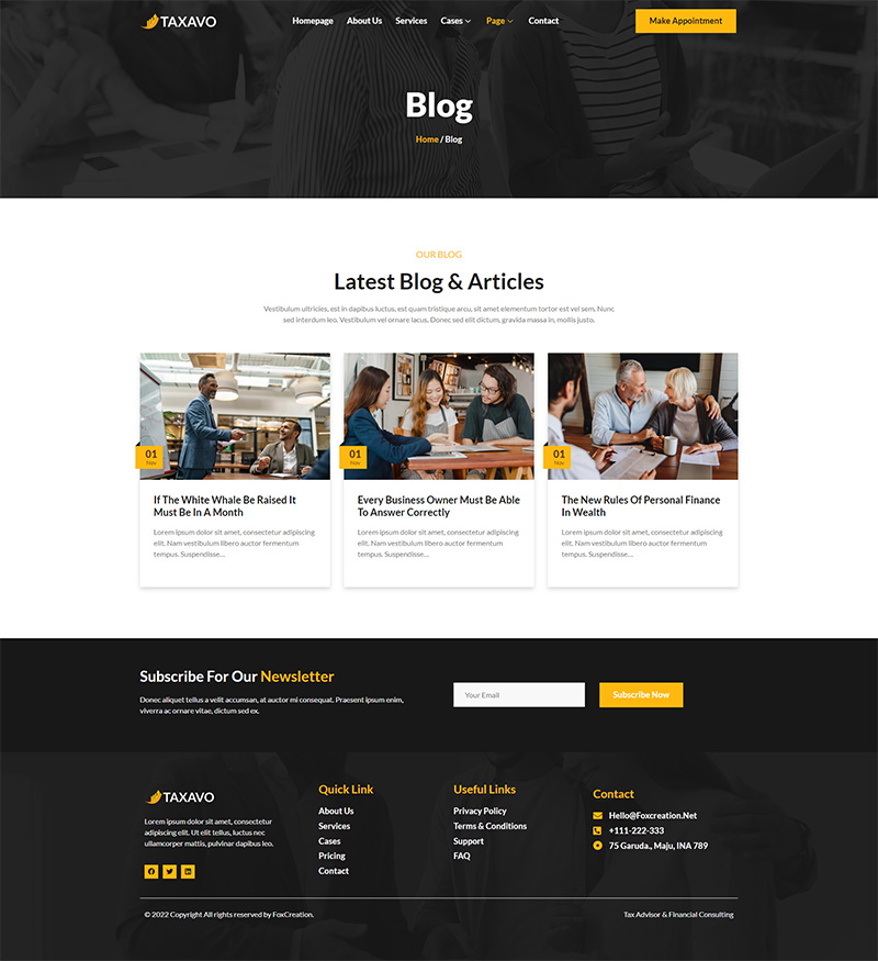 Taxavo - Tax Advisor & Financial Consulting Elementor Template Kit by ...