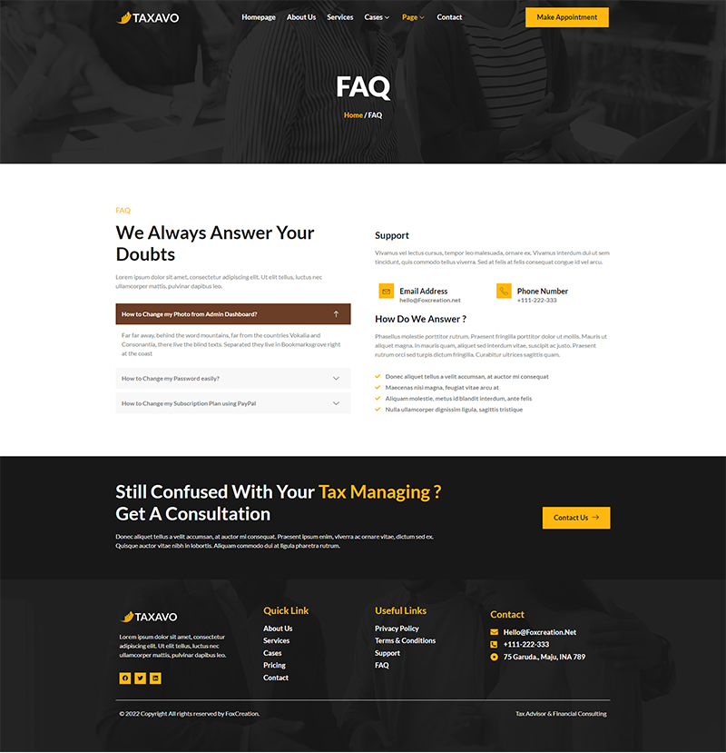 Taxavo - Tax Advisor & Financial Consulting Elementor Template Kit by ...