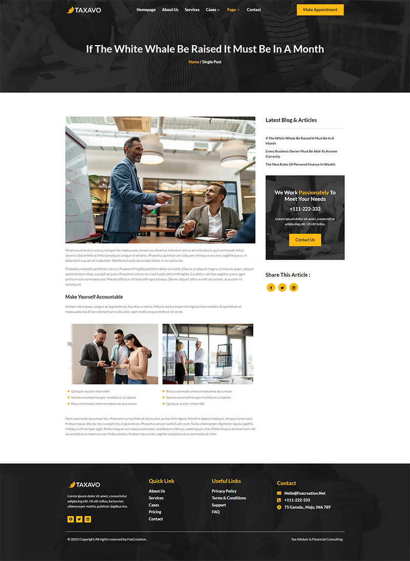 Taxavo - Tax Advisor & Financial Consulting Elementor Template Kit by ...