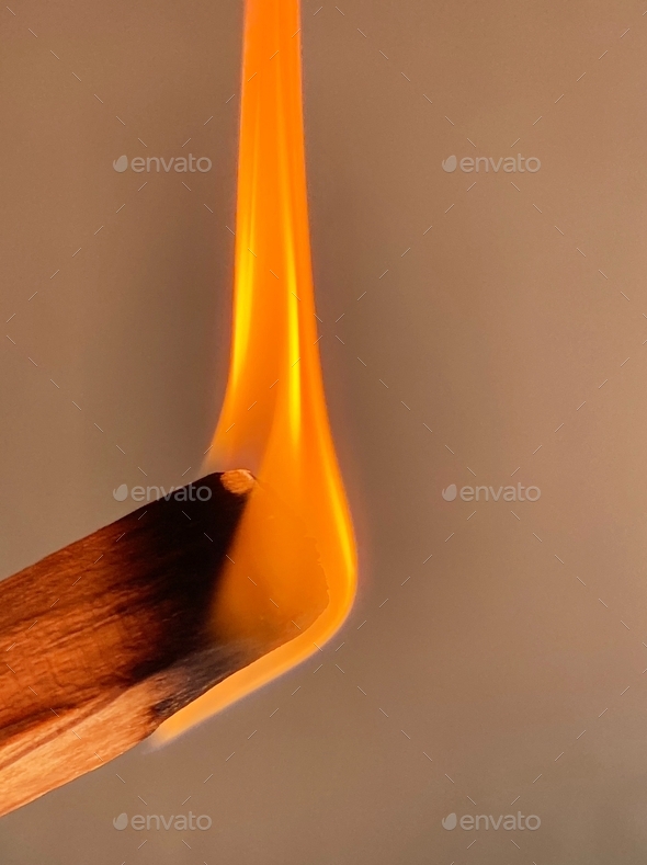 The wooden block is on fire. Flame. abstract image Stock Photo by yusupovai