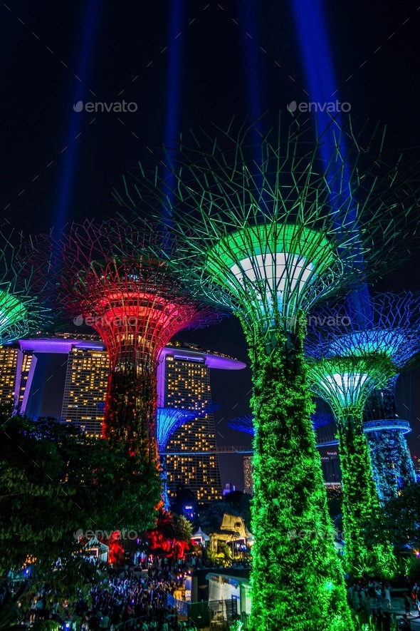The solar-powered Supertrees at Gardens by the Bay in Singapore comes ...