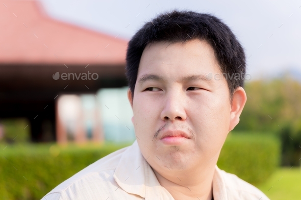Closeup, Thai-Chinese men shows upset face. People in a bad mood. Stock ...