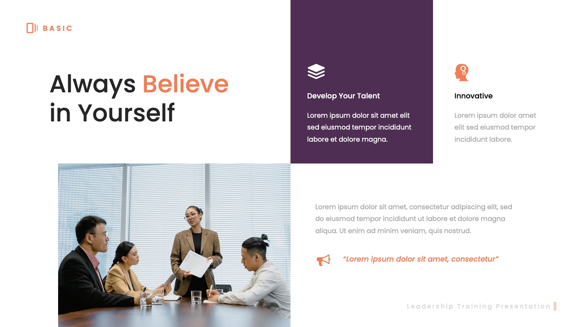 Basic - Leadership Training Presentation PowerPoint, Presentation Templates