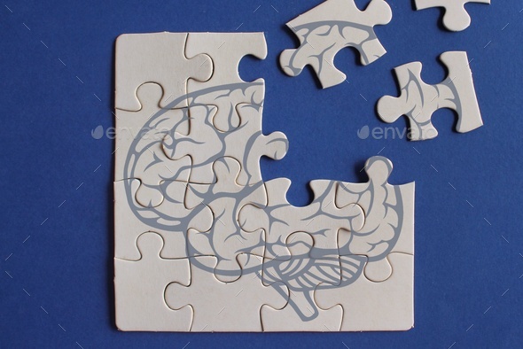 Human brain on incomplete puzzles. Stock Photo by mohdizzuanbinroslan