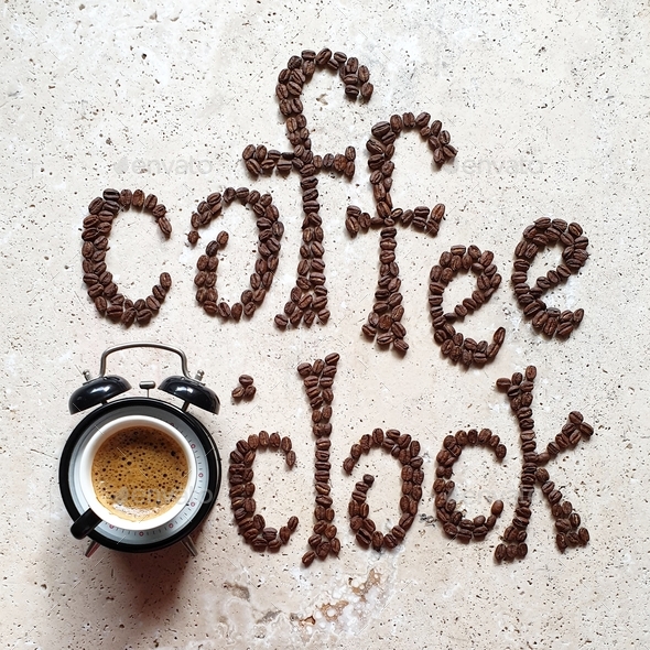 Coffee,words made with coffee beans on stone table Stock Photo by ...