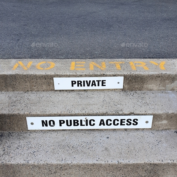 no entry,sign on ground entrance steps Stock Photo by Angela_Sikiric