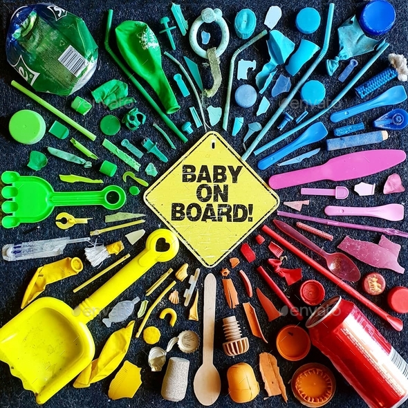 Rainbow rubbish beach art made with discarded plastic pollution ...