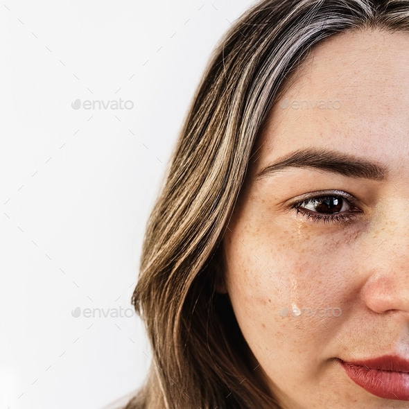 feelings, sadness, emotions,brown eyes,closeup photo of a young woman crying Stock Photo by ...