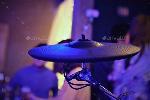 People playing drums playing live music in a pub house. Stock Photo by ...