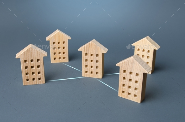 Houses connected by lines. Stock Photo by iLixe48 | PhotoDune