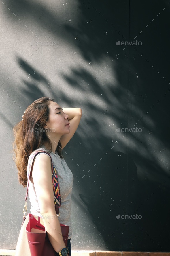 Portrait women beautiful background outdoor Stock Photo by jiraist