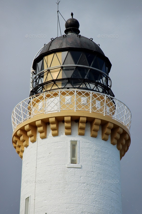 Top of the lighthouse at Tarbat Ness, Portmahomack Scotland Stock Photo ...