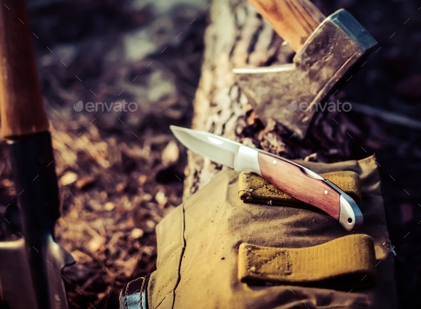 Bushcraft. Men's kit. Survival kit Stock Photo by SRS_LIFE | PhotoDune