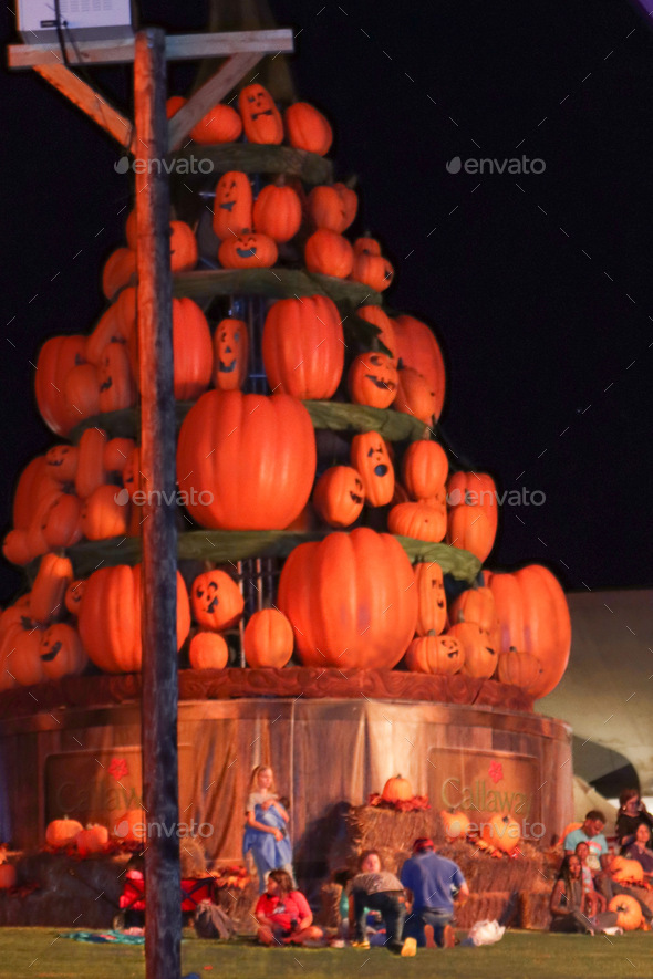 Pumpkin tower at night. Stock Photo by Surfsupishere | PhotoDune