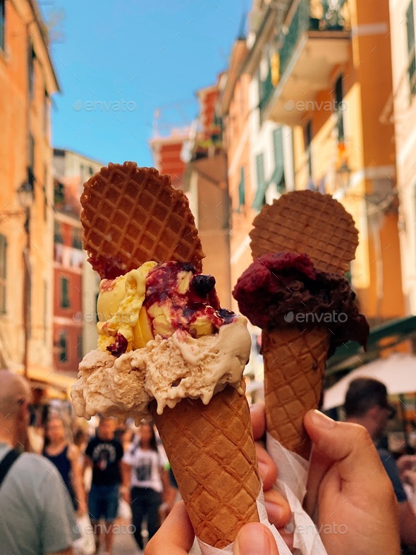 Italian ice cream cones held in hands Stock Photo by David_Tanke ...