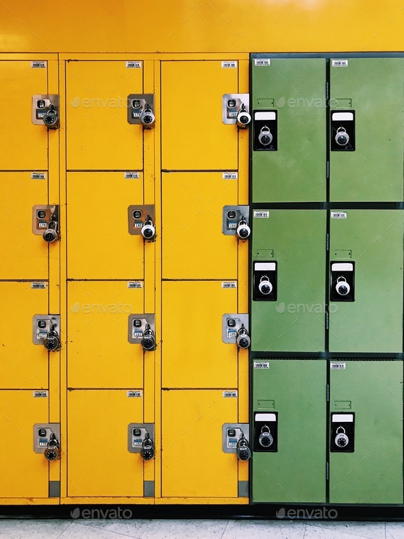 Vibrant, vintage lockers are a study in colourful minimalism. Homage to ...