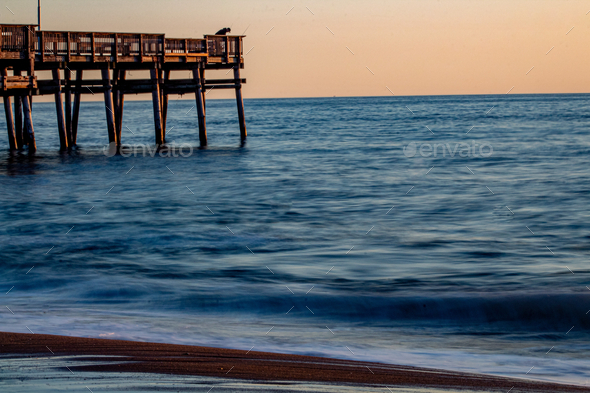 Sandbridge Pier at sunrise Stock Photo by hokietim | PhotoDune
