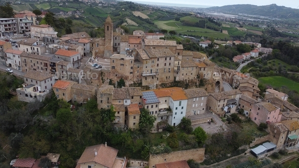 Spinetoli, medieval village from above, Marche region, Italy Stock ...