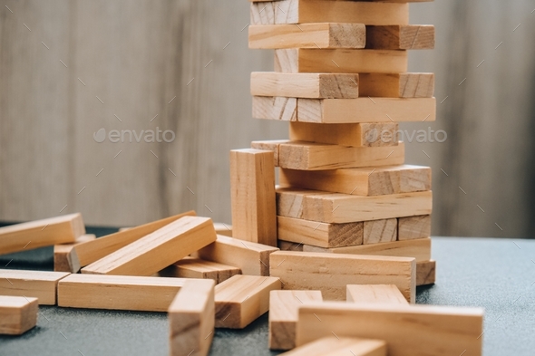 Building from wooden blocks. Game for family of wooden bars. Wood ...