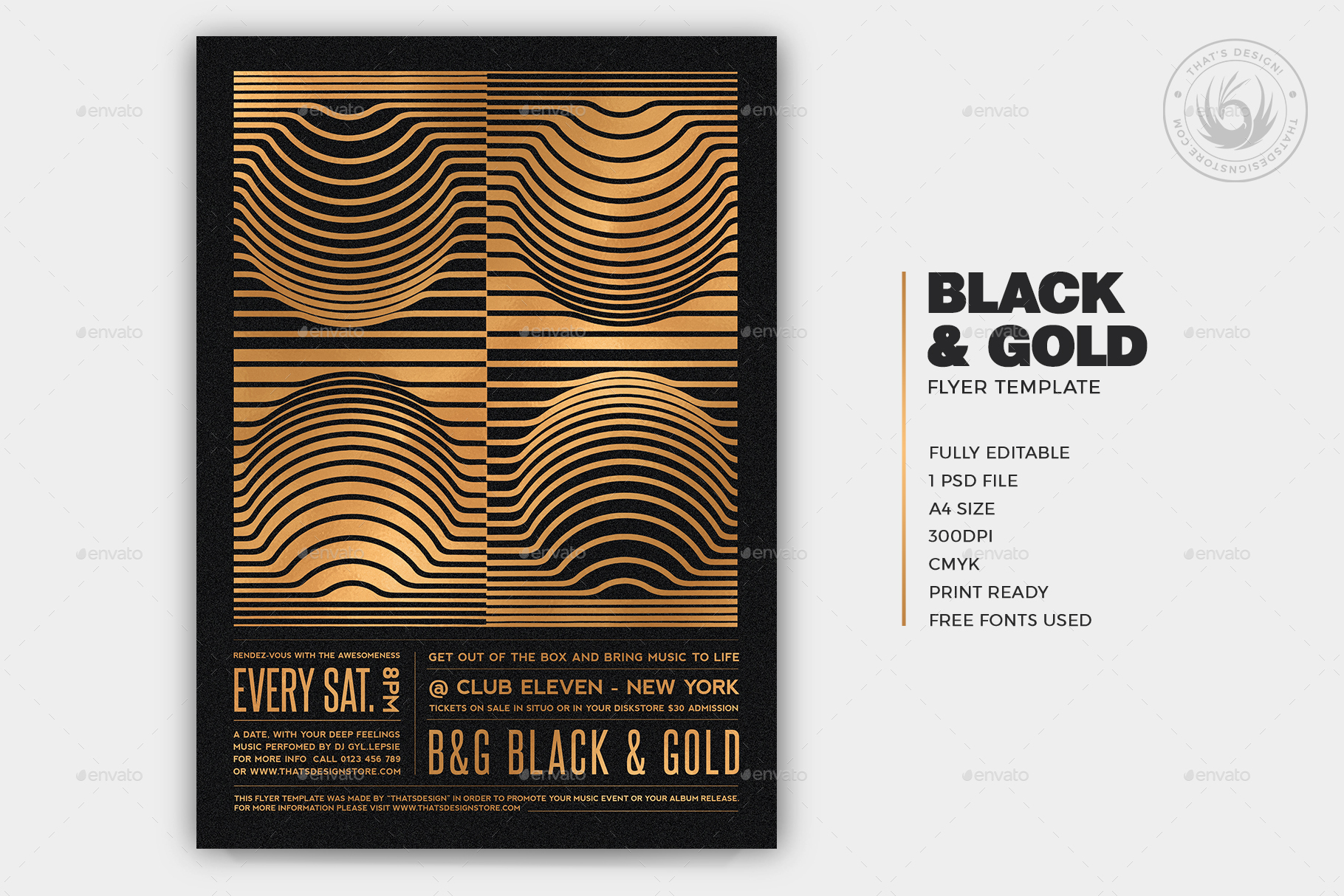 Minimal Black and Gold Flyer Template V8, Print Templates | GraphicRiver