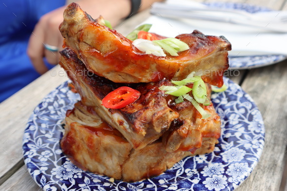 Stacked sticky bbq pork ribs Stock Photo by Dobbidodarr | PhotoDune