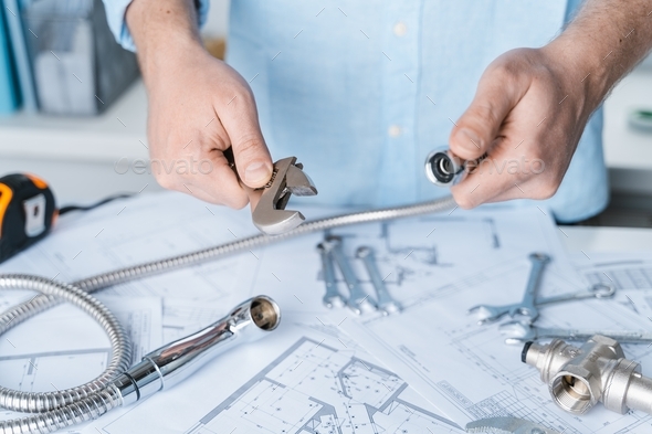 Plumbing project in house.Drawing,diagrams,plan of water supply of ...