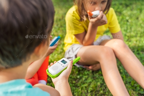 Small kids,girls play in walkie-talkie.Walkie Talkies with channels ...