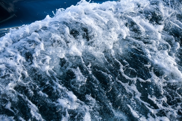 Deep blue water waves wake from a boat Stock Photo by Malisunshine