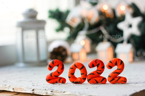 DIY numbers from salt dough, happy new year concept Stock Photo by aira003