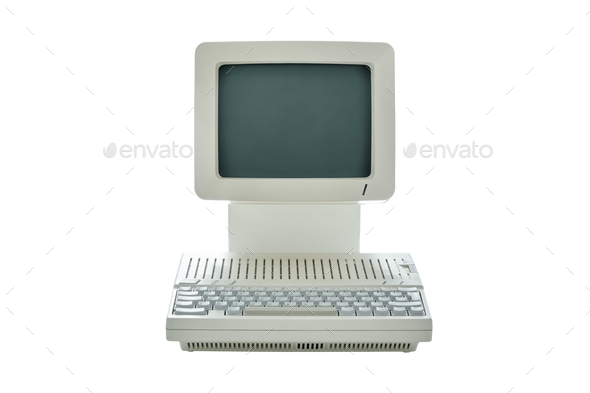 Vintage retro desktop computer with integrated monitor and keyboard ...
