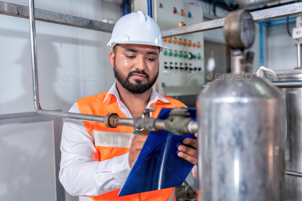 Mechanical engineer inspection pipe tube connection commissioning ready ...