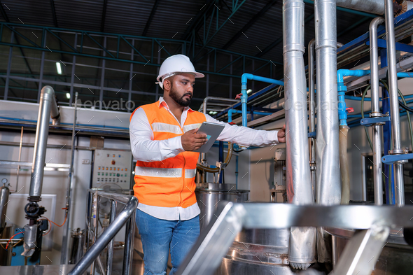 Mechanical engineer inspection pipe tube connection commissioning ready ...