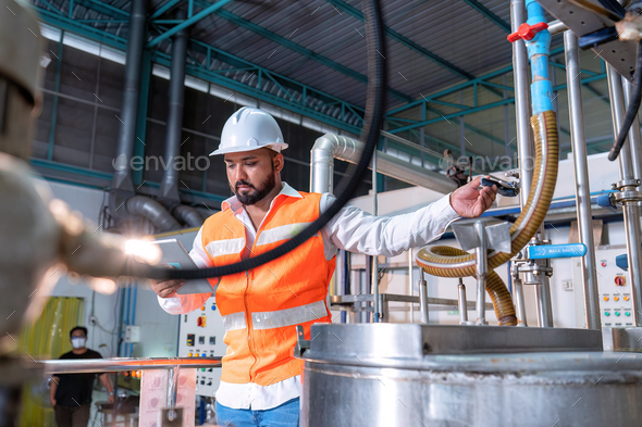 Mechanical engineer inspection pipe tube connection commissioning ready ...