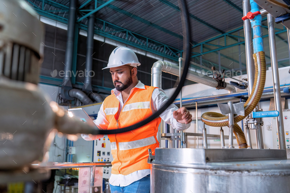 Mechanical engineer inspection pipe tube connection commissioning ready ...