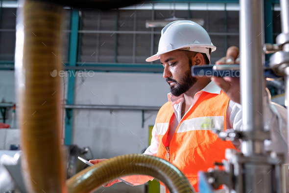 Mechanical engineer inspection pipe tube connection commissioning ready ...