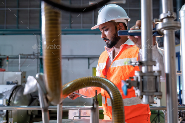 Mechanical engineer inspection pipe tube connection commissioning ready ...