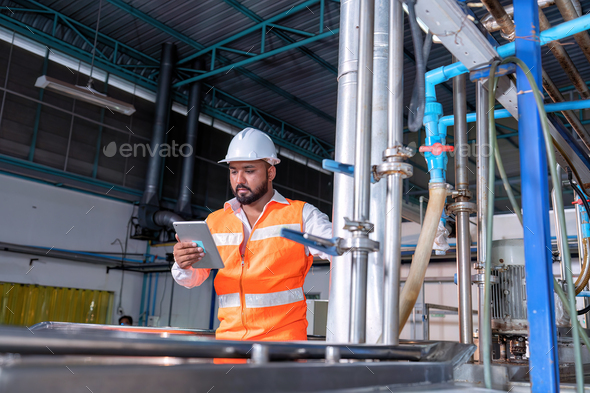 Mechanical engineer inspection pipe tube connection commissioning ready ...