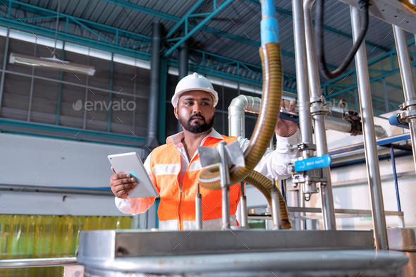 Mechanical engineer inspection pipe tube connection commissioning ready ...