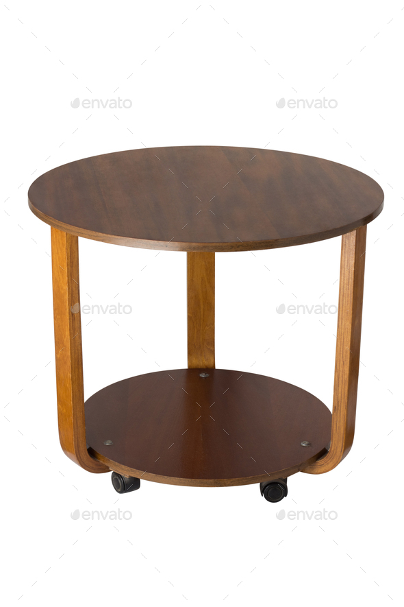 wooden round table Stock Photo by ozaiachin | PhotoDune