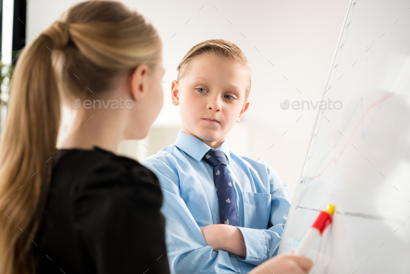 Children in formal clothes making presentation, children in business ...