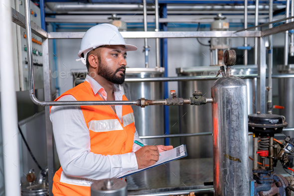 Mechanical engineer inspection pipe tube connection commissioning ready ...