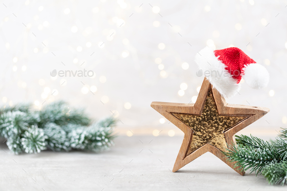 Christmas background with christmas star, front view with copy space ...