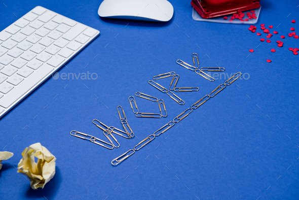 side view of work lettering and keyboard on office table Stock Photo by ...