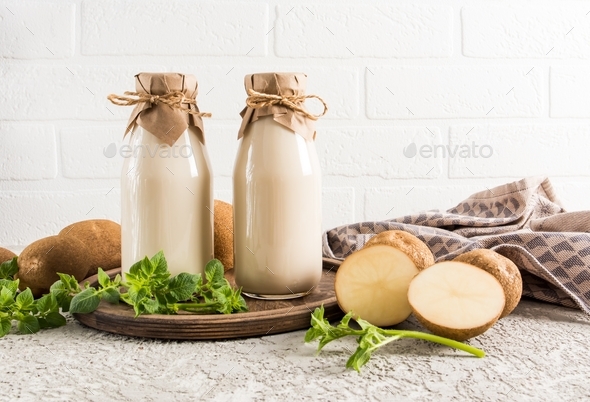 Vegan vegetable milk from potatoes is a new trend in food consumption ...
