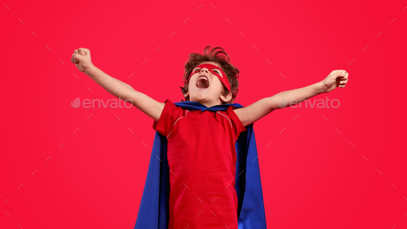 Excited superhero screaming and looking up Stock Photo by kegfire ...