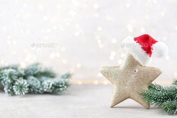 Christmas background with christmas star, front view with copy space ...