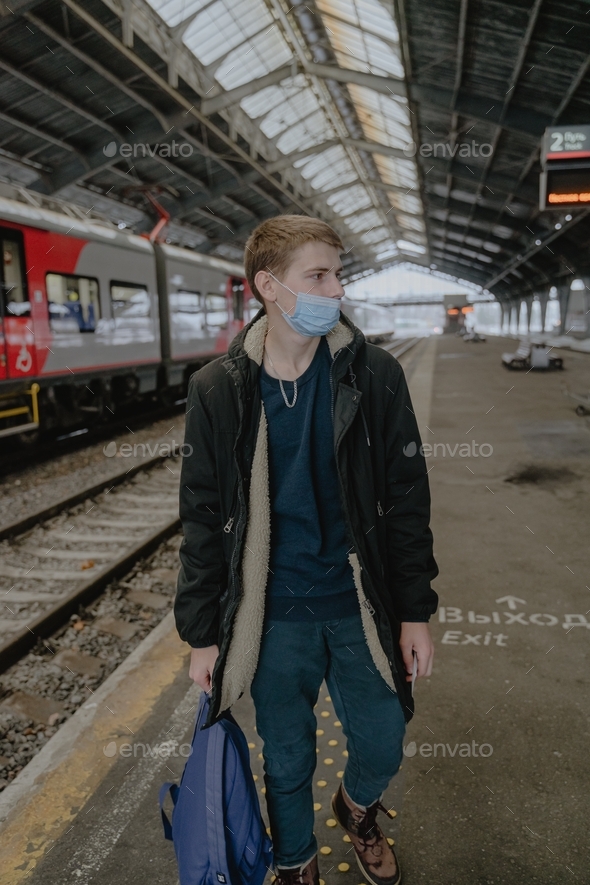 transportation, mask, guy, pandemic, flu, platform, public, safety ...