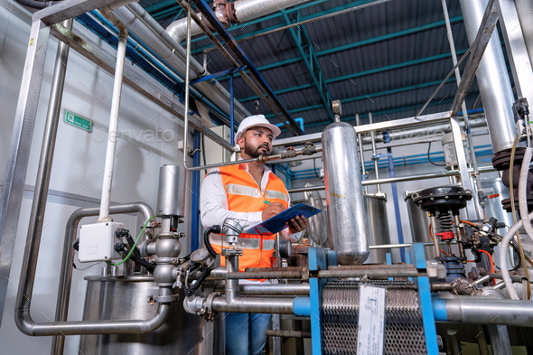 Mechanical engineer inspection pipe tube connection commissioning ready ...